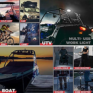 Kemimoto UTV Dome Light Universal Roll Bar Cage Mount Interior Lights Compatible with UTV Polaris RZR Can Am Talon Yamaha Kawasaki Golf Cart Boat Off-Road-Work for 1.25“-2.0" Roll Bar or Ironwork