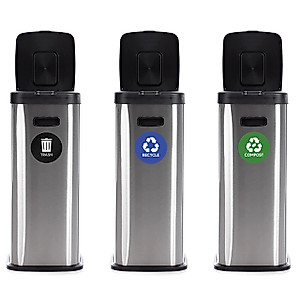 Sutter Signs Trash Compost Recycle Stickers for Trash Can 6pc Combo Set | Weatherproof Waste Management Decal Label Signs for Garbage Cans and Recycling Bins