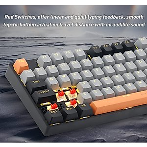 E-YOOSO Z-14 Mechanical Gaming Keyboard 104 Key, Red Switch Full-Size Computer Keyboards, Solid Yellow Backlit Mechanical Keyboard for PC Gamer, Black