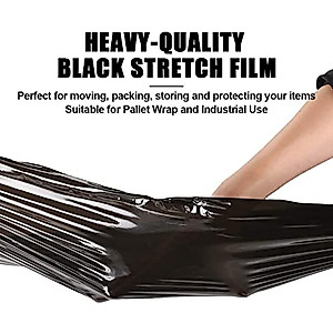 Direct Resources Stretch Wrap Industrial Strength 18 Inch Inch x 1000 Sq Ft - 80 Gauge Thick (20 Micron) Clear Cling Plastic Pallet Supplies | Durable Self - Adhering Packing Moving Packaging Shrink Film Rolls (Black, 4 Pack)