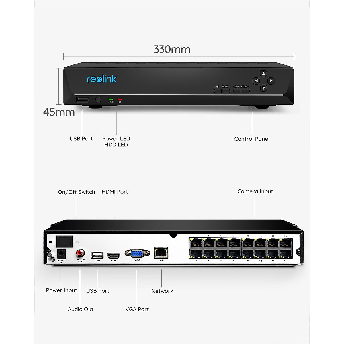 REOLINK 4K 16 Channel Network Video Recorder for Security Camera System, Work With 4K/5MP/4MP HD Reolink IP Cameras PoE NVR, 24/7 Recording to Pre-Installed 4TB Hard Drive, RLN16-410-4TB
