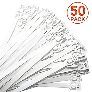 [50 Pieces] Reusable Cable Ties, Canwn Nylon Heavy Duty Zip Ties Mini Flexible Cable Tidies Slipknot Straps(White)