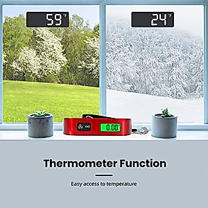 BAGAIL Digital Luggage Scale,110lbs Hanging Baggage Scale with Backlit LCD Display,Portable Suitcase Weighing Scale,Travel Luggage Weight Scale with Hook,Strong Straps for Travelers.(Red with Temp）