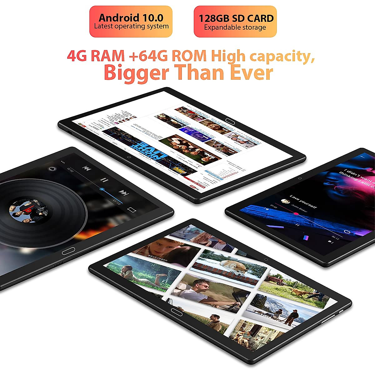 ANTEMPER Tablet 10.1 Inch Android 10 Tablets with 4G RAM, 64GB Storage, Octa-Core Processor, 4G Phone, 13MP Camera, Bluetooth, WiFi, GPS, Dual Sim Card Slot, HD Touchscreen, (Black)