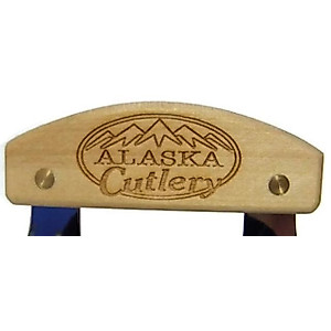 The Ulu Factory Alaska Birch Cutlery Ulu Knife 6" Stainless Steel Blade with Block Wood Stand