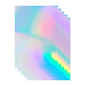 30 Sheets Holographic Printable Sticker Paper 8.25 x 11.7 inch Waterproof Sticker Paper Rainbow Vinyl Sticker Paper for Inkjet/Laser Printer