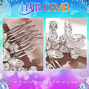 Catery Crystal Wedding Hair Comb Rhinestone Bridal Hairpieces Bridesmaid Clips Accessories for Brides and Women (A Silver)