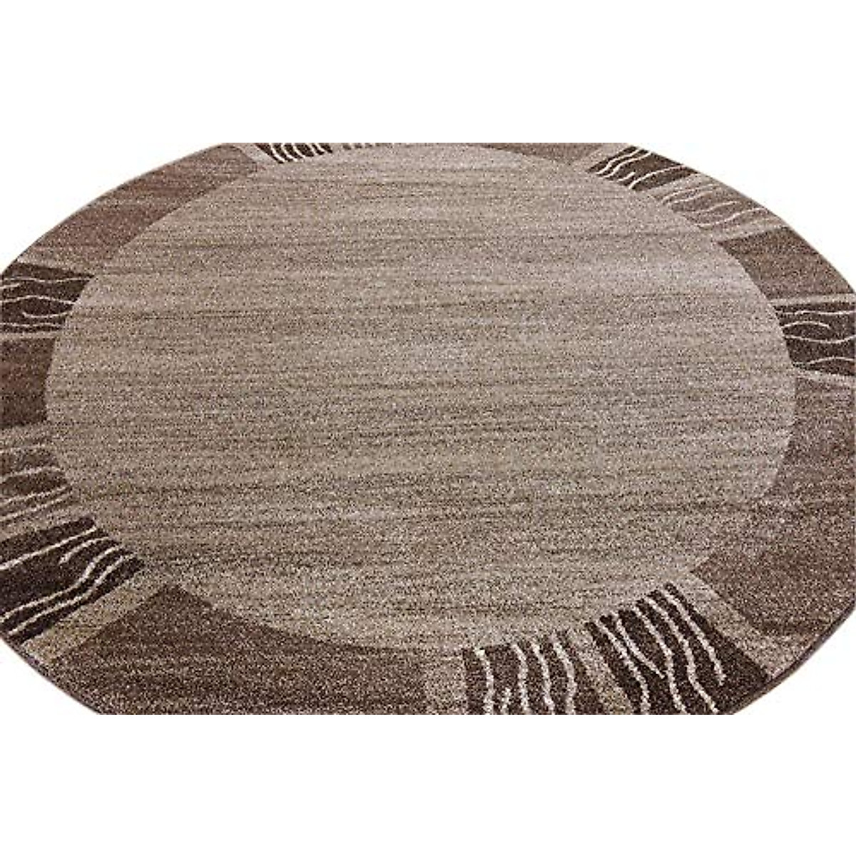 Unique Loom Del Mar Collection Area Rug-Transitional Inspired with Modern Contemporary Design, 6 ft x 6 ft, Light Brown/Beige