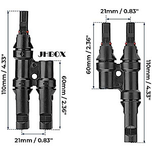 JHBOX Solar Panel Connector 2 Way Y Solar Branch | Easy Installation DIY Mount Tool for Parallel Connection Between Solar Panels | TUV Certified Solar Panel Wire Connectors (1 Pair)