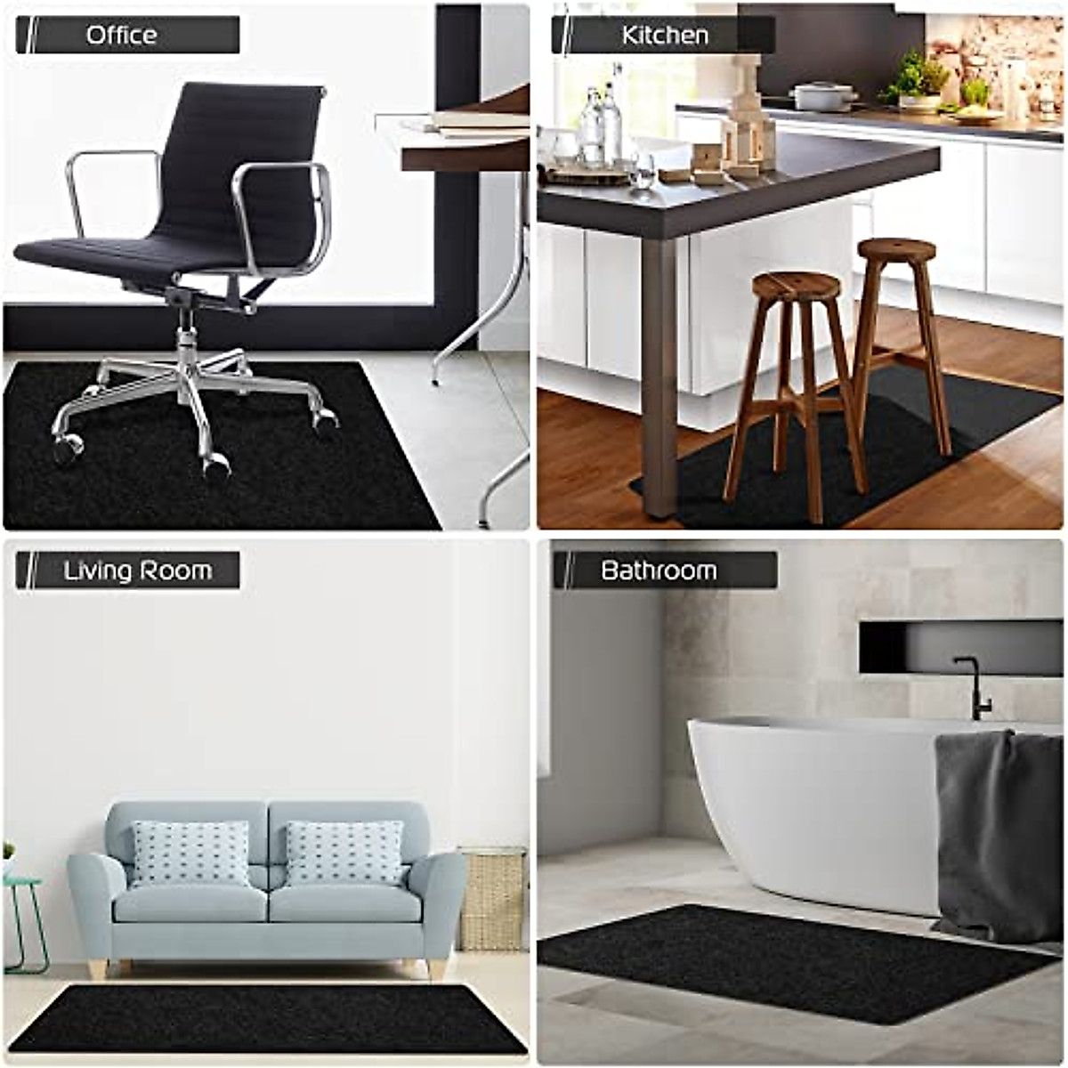 Office Chair Mat for Hardwood Floor, Idrlink 36" × 47" Office Gaming Rolling Floor Mat, Desk Low-Pile Office Rug, Large Anti-Slip Multi-Purpose Hard Floor Mat, Chair Floor Protector for Hardwood Black