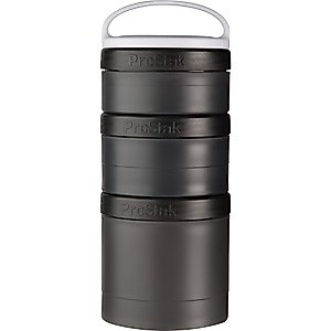 BlenderBottle ProStak Twist n’ Lock Storage Jars Expansion 3-Pak with Removable Handle, 100cc+150cc+250cc, Black