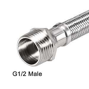 uxcell Faucet Supply Line Connector G1/2 Female x G1/2 Male 16 Inch Length 304 Stainless Steel Hose 2Pcs