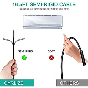 Inspection Camera Endoscope,Wireless Endoscope WiFi Inspection Camera 1200P HD Borescope Waterproof IP68 Snake Pipe Camera with 8 Led & 5M(16.4ft) Semi-Rigid Cable for iOS Android iPhone Windows Mac
