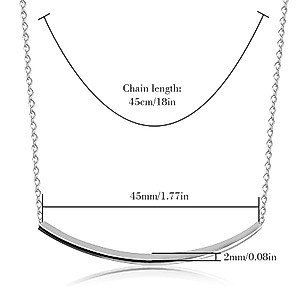 Balance Tube Bar Necklace, 925 Sterling Silver Curved Bar Pendant Necklace, Simple Jewelry Gift for Women and Girls