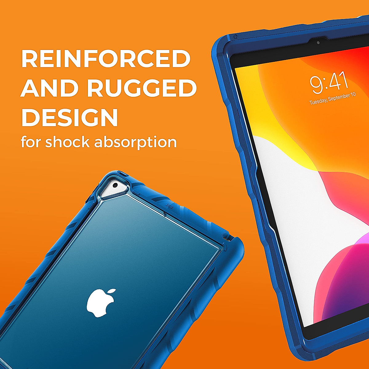 Gumdrop DropTech Clear Case Fits Apple iPad 9th | 8th | 7th Gen (10.2-inch) Designed for K-12 Students Teachers & Classrooms–Drop Tested Rugged Shockproof Bumpers for Reliable Device Protection – Blue