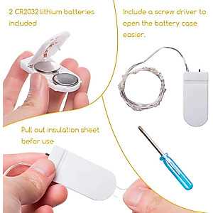 Minetom 12 Pack Fairy Lights Battery Operated -7ft 20 LED Silver Wire String Lights Waterproof Mini Firefly Lights for Bedroom, Wedding, Mason Jars, DIY, Crafts, Christmas Garlands, Party Decor