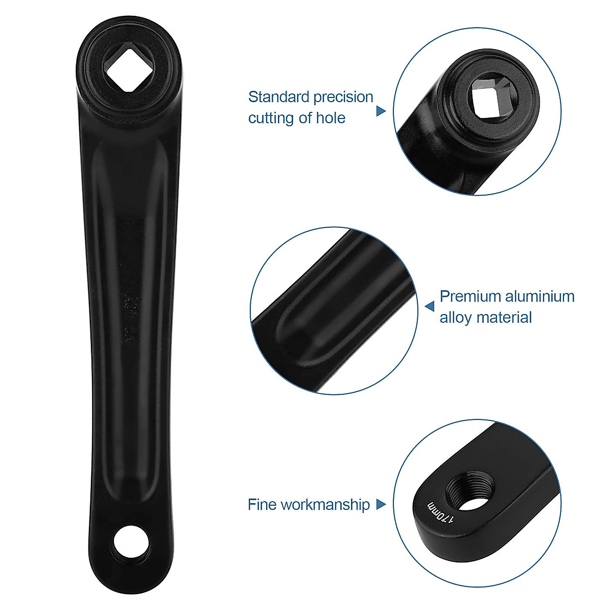 Yosoo 170mm Bike Crank Arm, Bike Crank Arm, Bike Aluminum Alloy Left Single Chain Crank Arm Replacement for Road Bike, Mountain Bike, Folding Bike, Fixed Gear Bicycle (White)