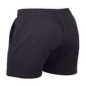 JEEING GEAR Men's Bodybuilding Workout Gym Shorts 5" Inseam Sports Cotton with Pocket Black Color Size M