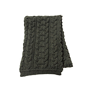 Aran Crafts Irish Cable Knitted Wool Heavyweight Scarf 10"x64" (X4855-AGRE)