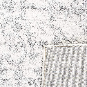 SAFAVIEH Madison Collection Area Rug - 10' x 14', Silver & Ivory, Snowflake Medallion Distressed Design, Non-Shedding & Easy Care, Ideal for High Traffic Areas in Living Room, Bedroom (MAD603G)