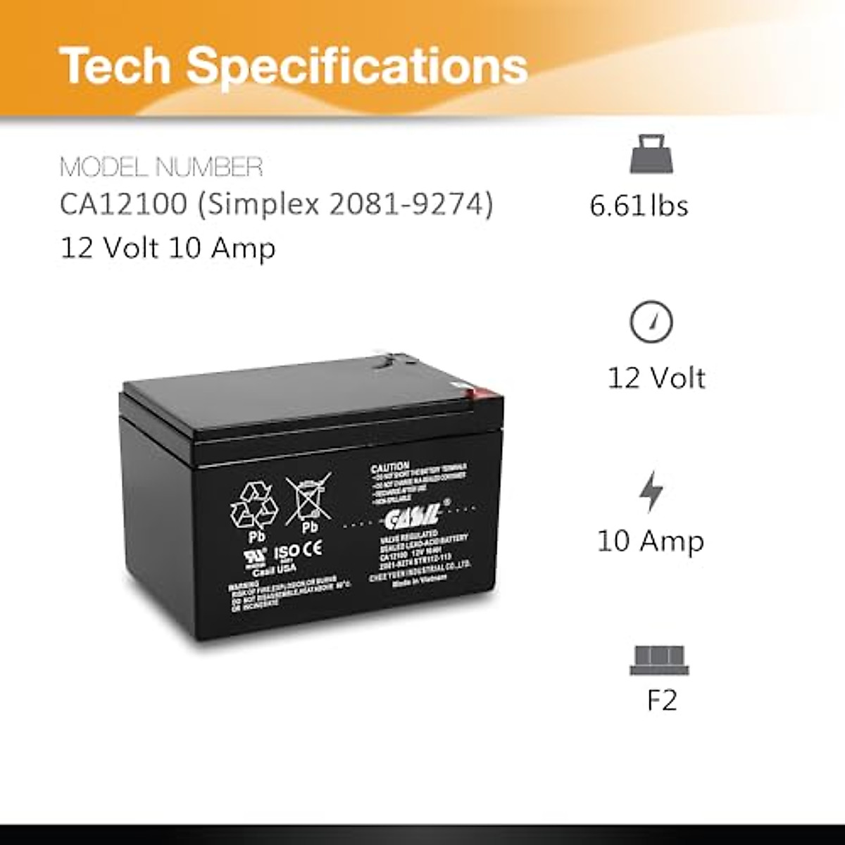 Casil CA12100 12v 10ah Battery Razor Quad Battery with F2 Terminals Compatible with Razor Scooter Battery Razor mx500 Battery Razor mx650 Battery W15128190003 3 Pack