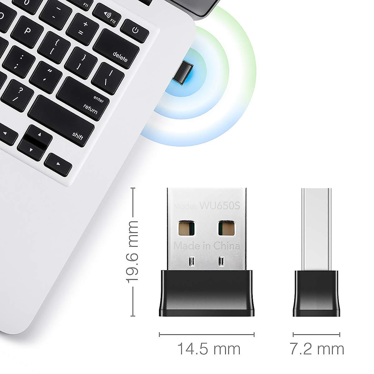 Cudy 650Mbps Nano Size USB WiFi Adapter, Dual Band 5GHz/2.4GHz Wireless Adapter for PC or Laptop, Windows, Mac OS