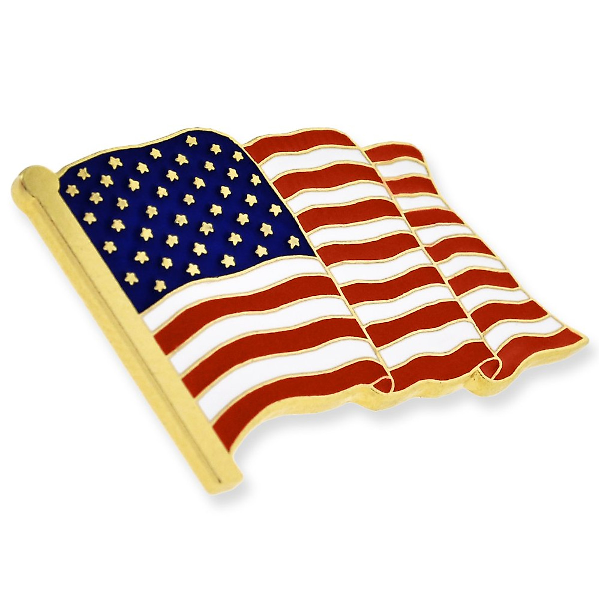 PinMart's 2 Pack Made in the USA Waving American Flag Enamel Lapel Pins