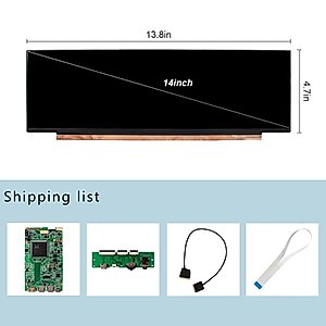 VSDISPLAY 14 Inch NV140XTM-N52 IPS LCD Screen 3840x1100 14'' Display Panel with Mini HD-MI Type C LCD Controller Board VS-RT2795T4K-V5