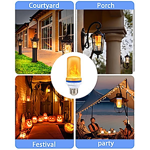 LeiNetfor Led Flame Effect Light Bulb, 4 Modes Flickering Light Bulbs Halloween Decorations,E27 Base Outdoor Led Fire Light Bulbs with Gravity Sensor for Christmas,4W Flame Light Bulbs (Yellow-4Pack)