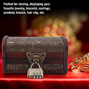 FTVOGUE Egyptian Wooden Antique Old Jewelry Storage Box Trinket Box Shooting Furnishings Props Handmade Crafts (#1: Password lock S)