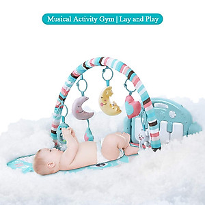 TEMI Baby Gym Toys & Activity Play Mat, Kick and Play Piano Gym Center with Music and Lights, Electronic Learning Toys for Infants, Toddlers, Newborn, Girls and Boys Ages 1 to 36 Months