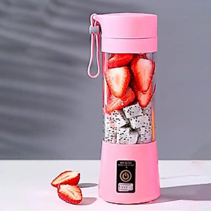 Portable Mixer Multifunctional USB Electric Blender Food Smoothie Maker Blender Stirring Rechargeable 6-leaf Fruit Juicer Cup (pink)