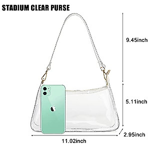 LOXOMU Clear Purse Stadium Approved,Small Clear Crossbody Bag Clear Shoulder Handbag for Women, Clear Bag for Concerts Sports Events (Clear)