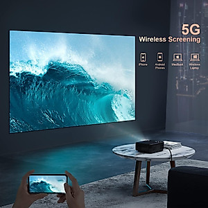 Tkisko Projector with Wifi and Bluetooth, 700 ANSI Full HD 1080P Projector 4K Supported, Portable Outdoor Movie Projector, 4D/4P Keystone & 50%-100% Zoom, Smart Projector for Phone/PC/TV Stick