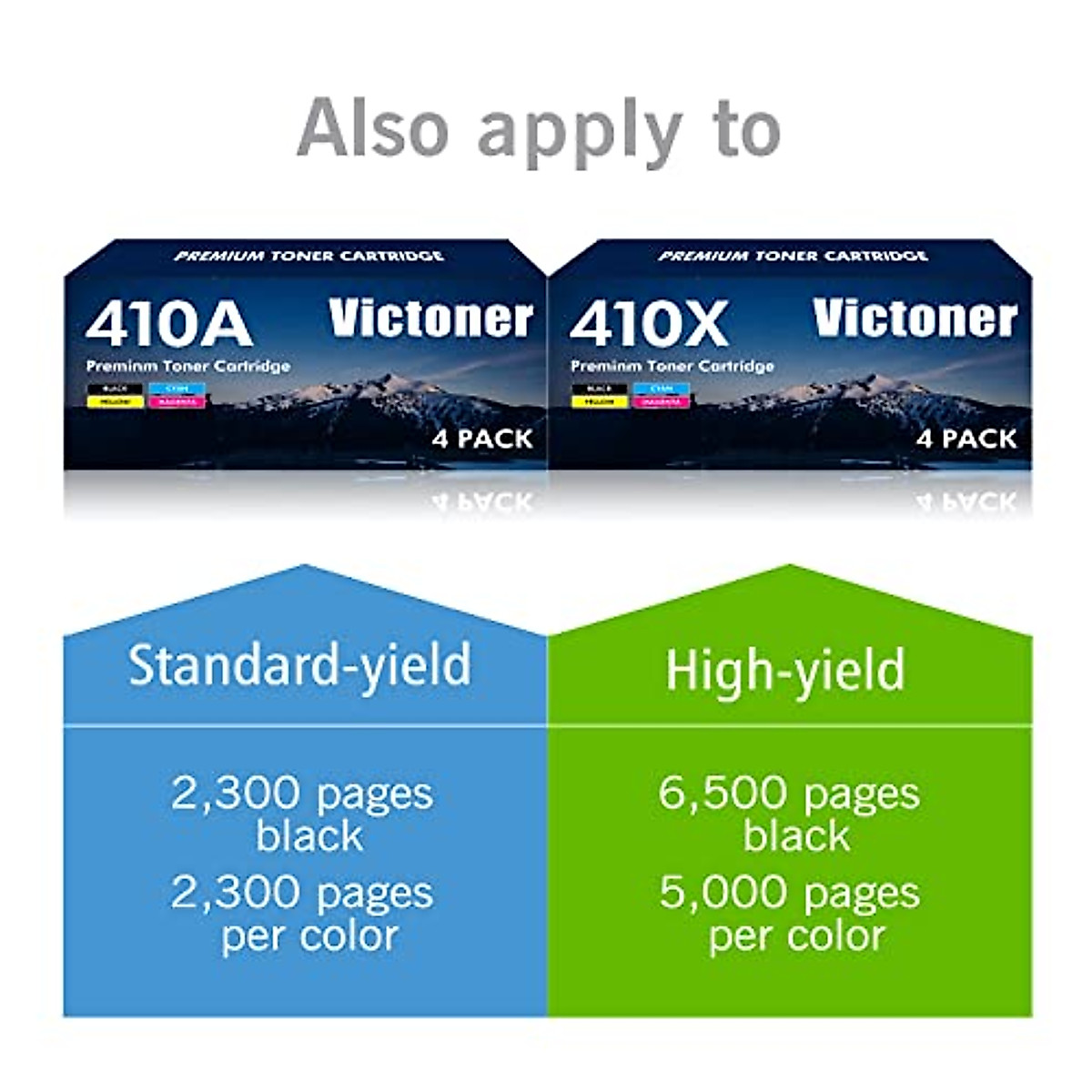 410A Toner Cartridge Replacement for HP 410A Color Pro MFP M477fnw M477fdw M452dn M452nw M477fdn M452dw CF410A CF411A CF412A CF413A Printer (Black Cyan Yellow Magenta, 4-Pack)