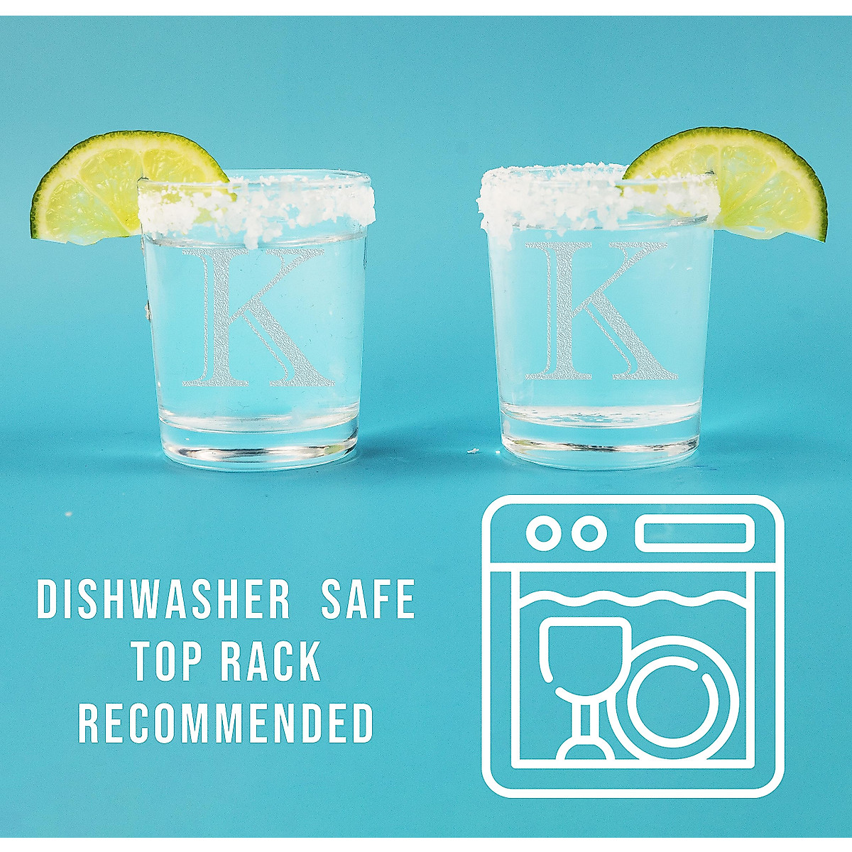 2pk Etched Monogram 2.5oz Shot Glasses (Letter K) A-Z Personalized shot glass, Custom shot glasses, Set of two Shot Glasses, Initial Birthday Gift shot glass Cute