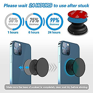 volport Extra 3M Tape Super Sticky Adhesive Replacement and Phone Magnet Sticker Disc for Reusing Grip Stand Socket Base, Circle Double Sided Car Mount Holder Strong Glue Pads Round Magic Metal Plate