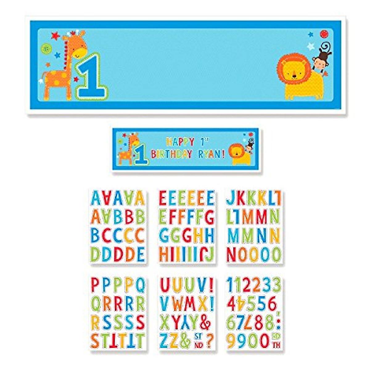 Amscan One Wild Boy 1st Birthday Personalized Giant Sign Banner, 65" x 20", Blue