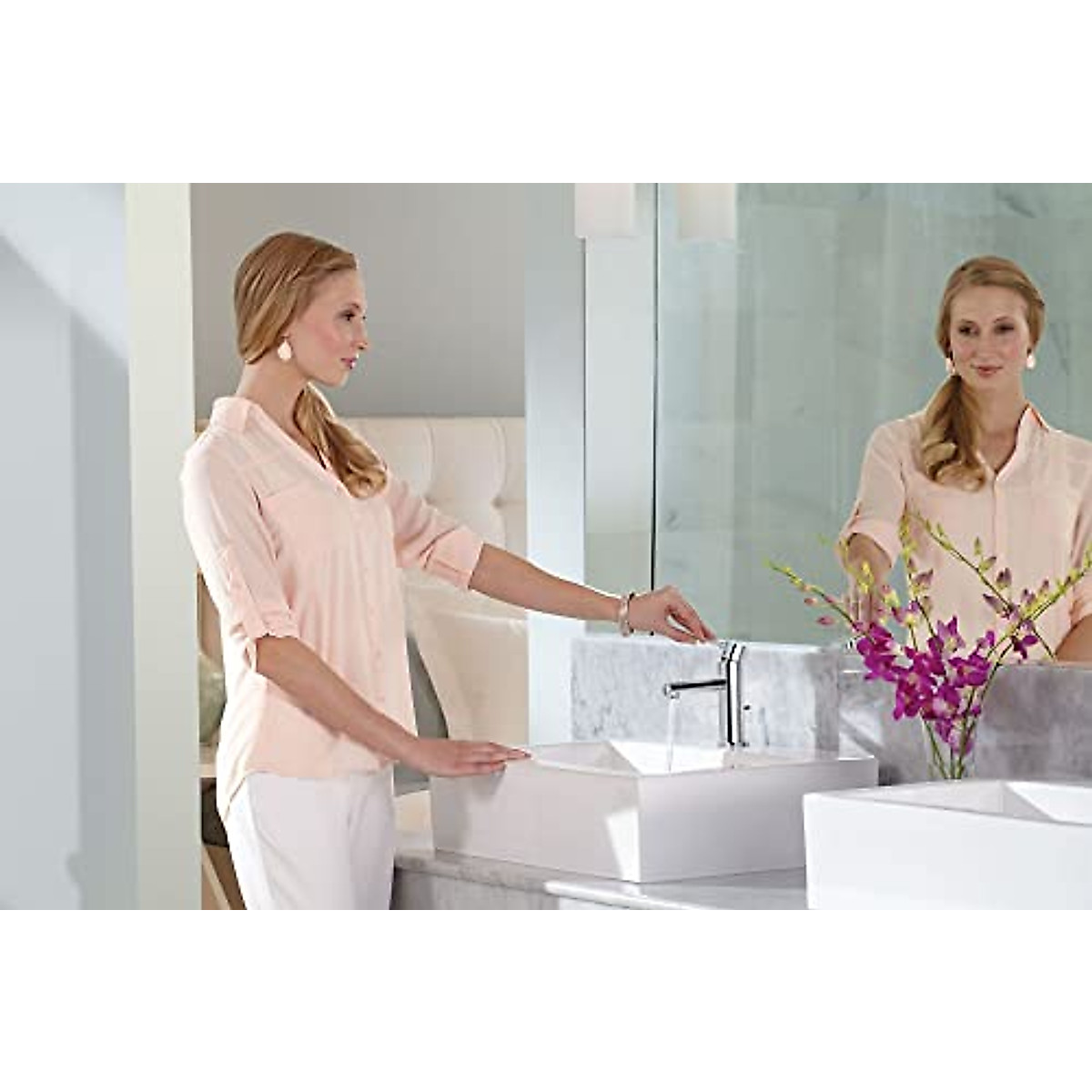 Moen Align Chrome One-Handle High-Arc Bathroom Faucet with Drain Assembly, 6190, 0.375