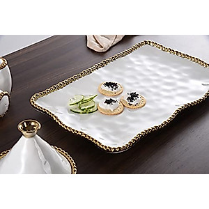Pampa Bay Golden Salerno Titanium-Plated Porcelain Medium Platter, 14.25 x 9 x 1in