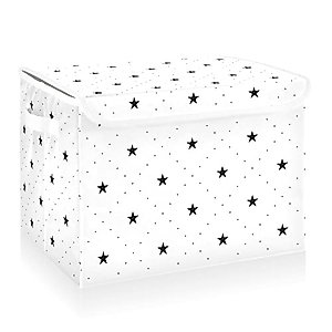 CaTaKu Stars Dots Cute Storage Bins with Lids Fabric Large Storage Container Cube Basket with Handle Decorative Storage Boxes for Organizing Clothes Shelves