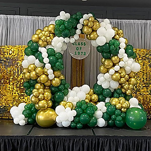 Dark Green White Balloon Garland Arch - 122PCS Dark Green Metallic Gold Balloons Green and Gold Balloons for Forest Birthday Green Gold Graduation Party Decorations