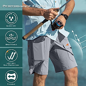 KastKing Rekon Men's Fishing Cargo Shorts, Quick Dry Casual Hiking Shorts for Men, Travel Golf Camping Tactical,Gray,42