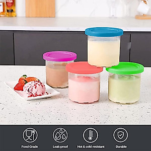 Replacement Ninja Creami Pints and Lids - 4 Pack, Ninja Creami Containers, Creami Pint Containers, Ninja Creami Accessories, Homemade Ice Cream Containers, 16 oz, Compatible with NC299, NC301 series