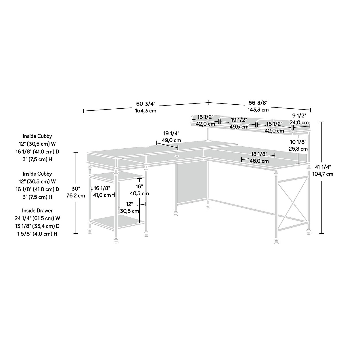 Sauder Canal Street L-Shaped Desk, Coastal Oak finish