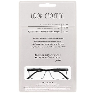 Rae Dunn "LOU Premium Reading Glasses - 3 Pack w/READ Signature Font (Crystal Dusty Blue/Crystal Cool Grey/Cobalt Stripe, +2.0)