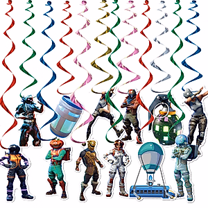 Video Game Party Supplies - 12 Pack Game Hanging Swirls Party Decorations, Game Birthday Party Favors Decorations for Kids Boys