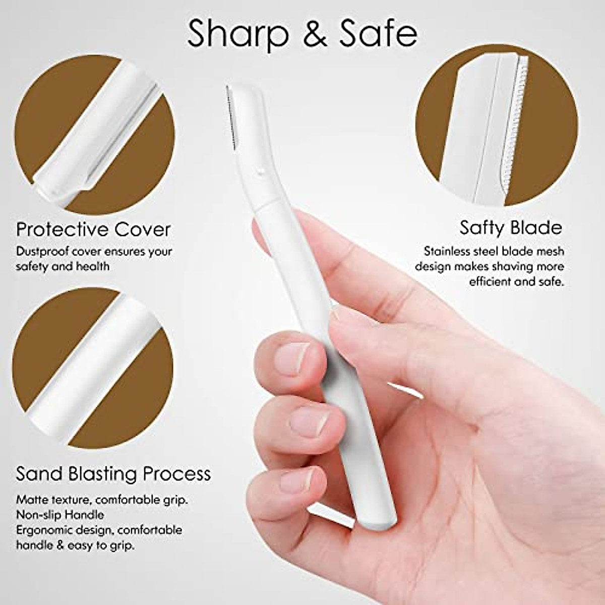 Eyebrow Razor, Facial Hair Shave Removal Razors, Multipurpose Exfoliating Dermaplaning Tool for Women face, Peach Fuzz, Leaving Soft Skin without Any Scratching
