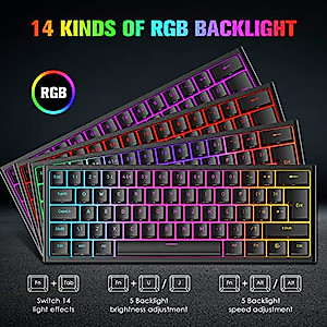 60% Gaming Keyboard and Mouse Combo with Wired RGB Backlight Mechanical Keyboard,12000 DPI Lightweight Gaming Mouse,Gaming Mouse pad for PC Gamers and Xbox and PS4 Users (Black)