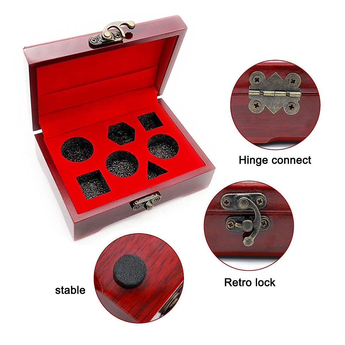 Haxtec Mystery DND Dice Set with Wood Dice Case Dual-Purpose Wooden Dice Box with Foam Insert DND Gifts D&D RPG Dice Set with Box